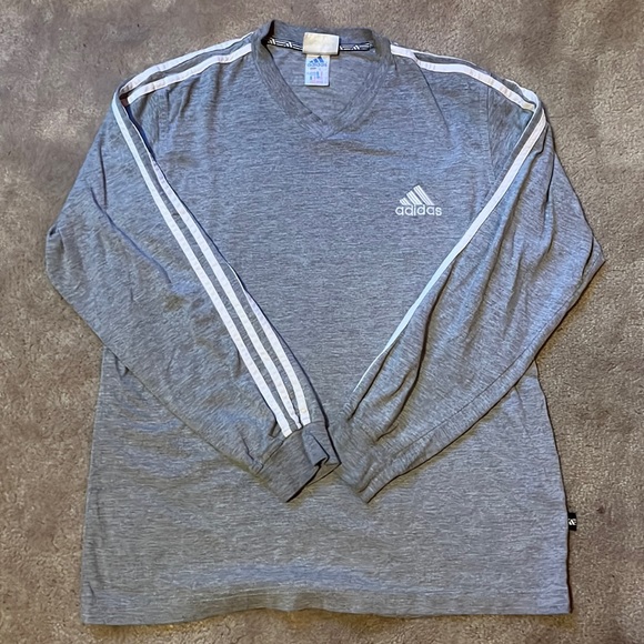 adidas | Shirts | Vintage Blue Tag Adidas Grey Long Sleeve | Poshmark